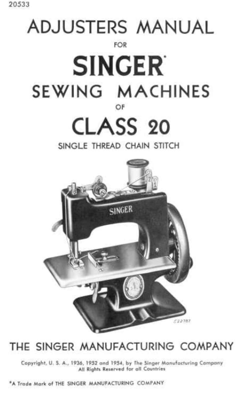 Singer Toy 20 Sewing Machine Instruction Adjusters 1914 1926 4 PDF ...