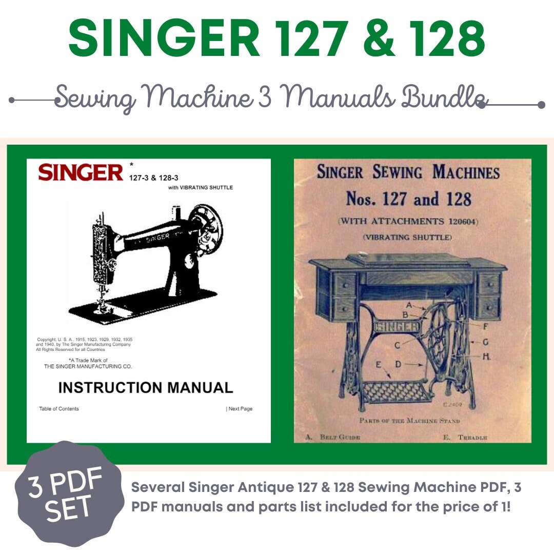 Singer Antique Trestle Vintage 127 & 128 Sewing Machine Bundle ...