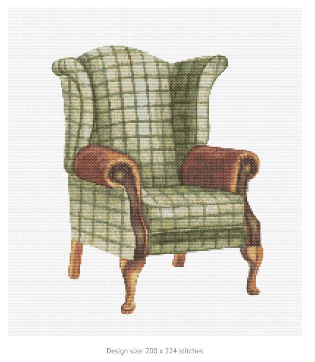 Cozy Wing Back Armchair Vintage Cottage Fireside Chair Cross Stitch PDF ...
