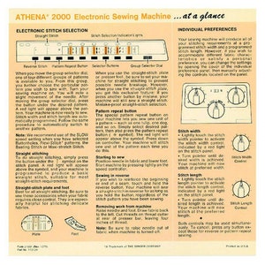 Singer Athena 2000 2005 2005A 2010A Sewing Machine Vintage Service ...