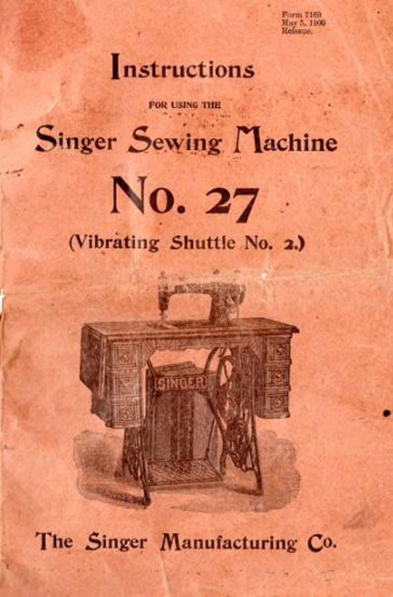 Singer Sewing Machine Model 27 27K 27-4 28 28K Treadle Sewing Machine ...
