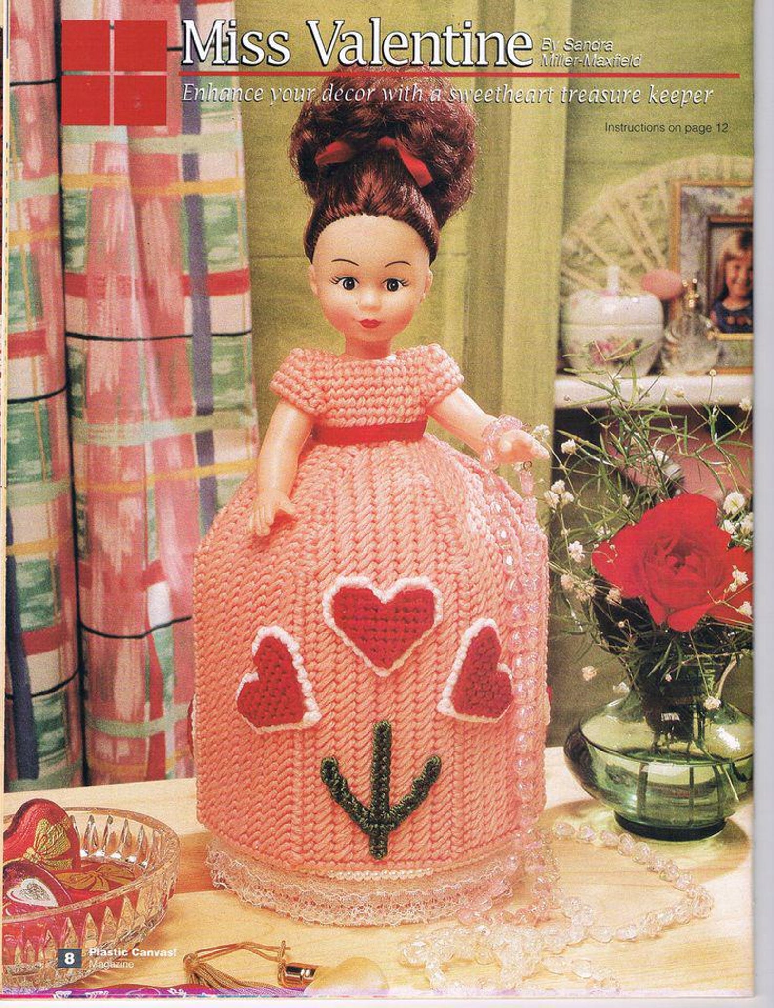 5 Miss Valentine Doll Valentines Day Mop Dolls Heart Cupid Teddy Bear ...