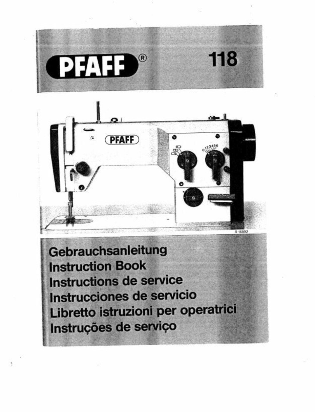 Pfaff 118 Sewing Machine Instruction Manual in English Complete User ...