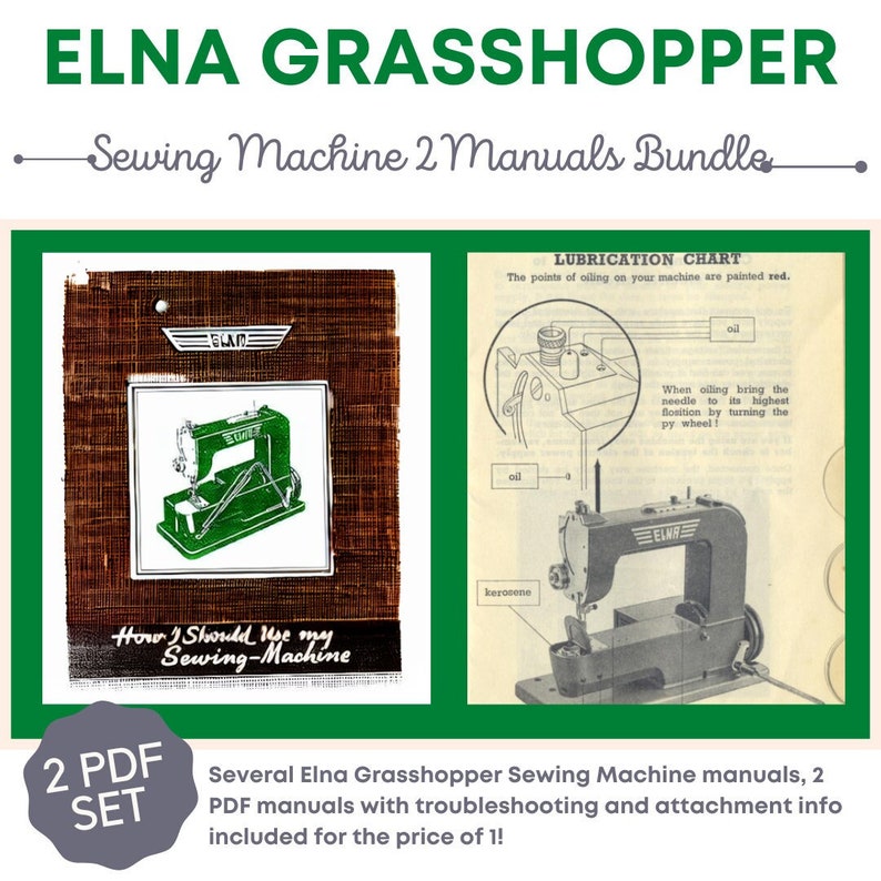 Elna Grasshopper Model 500970 Vintage Sewing Machine Instruction Manual ...