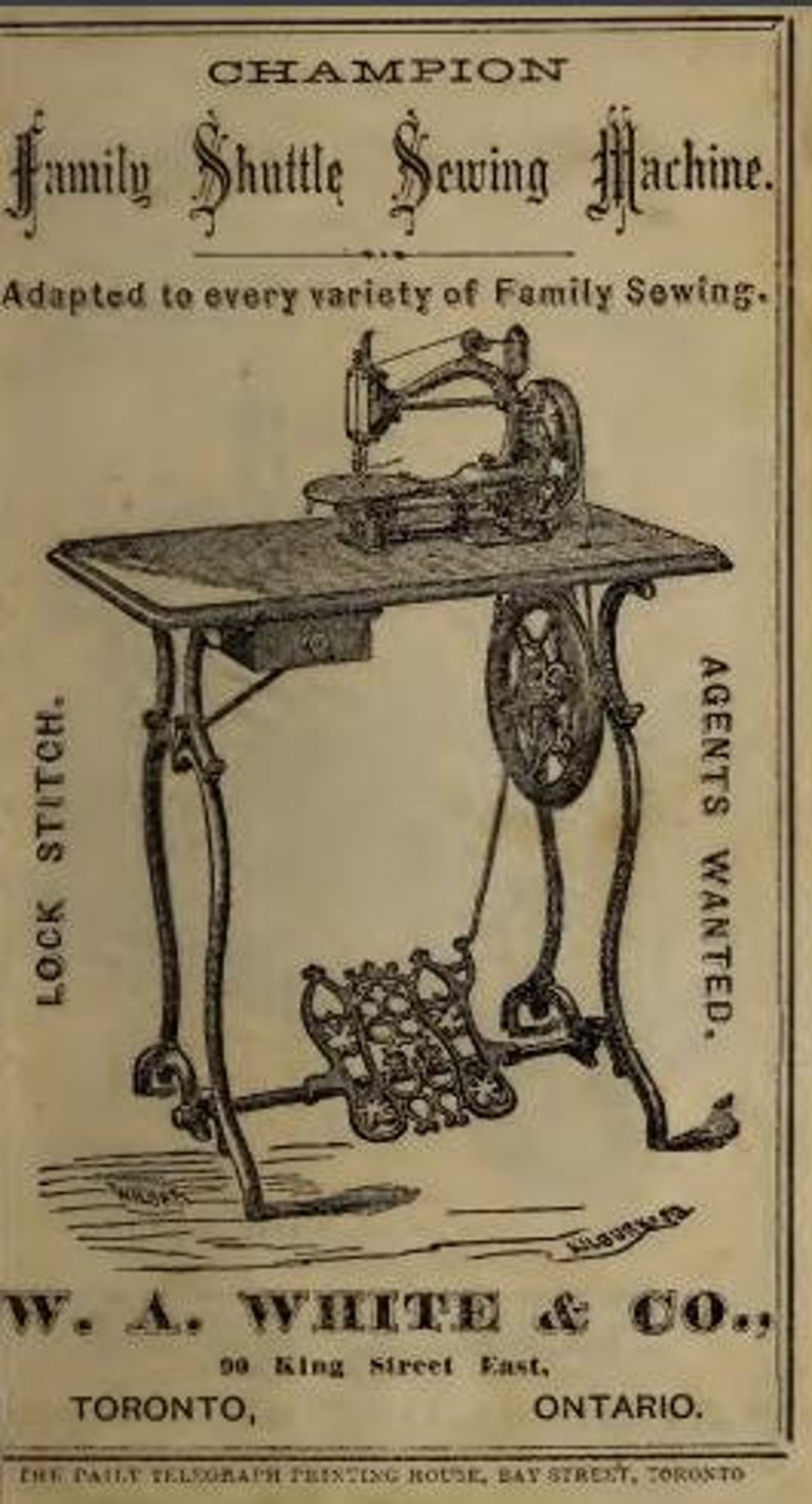 Champion Family Shuttle Sewing Machine Treadle White Manual PDF ...