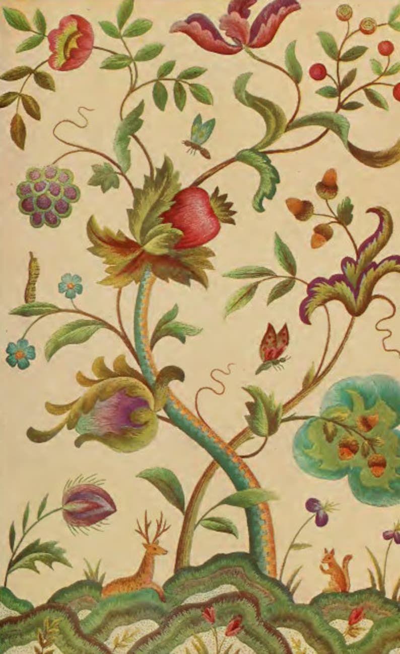 Jacobean Crewel Embroidery Traditional Designs Folk Patterns ...