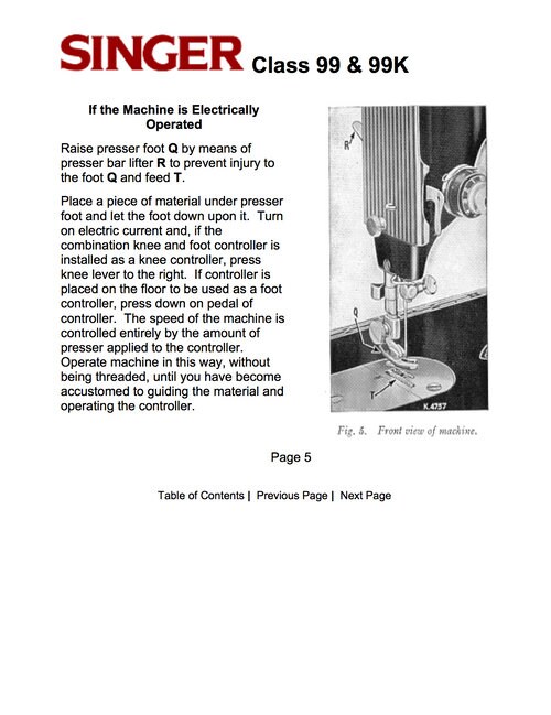 Singer 99 and 99K 99-13 99-24 99-31 Sewing Machine PDF Instruction ...