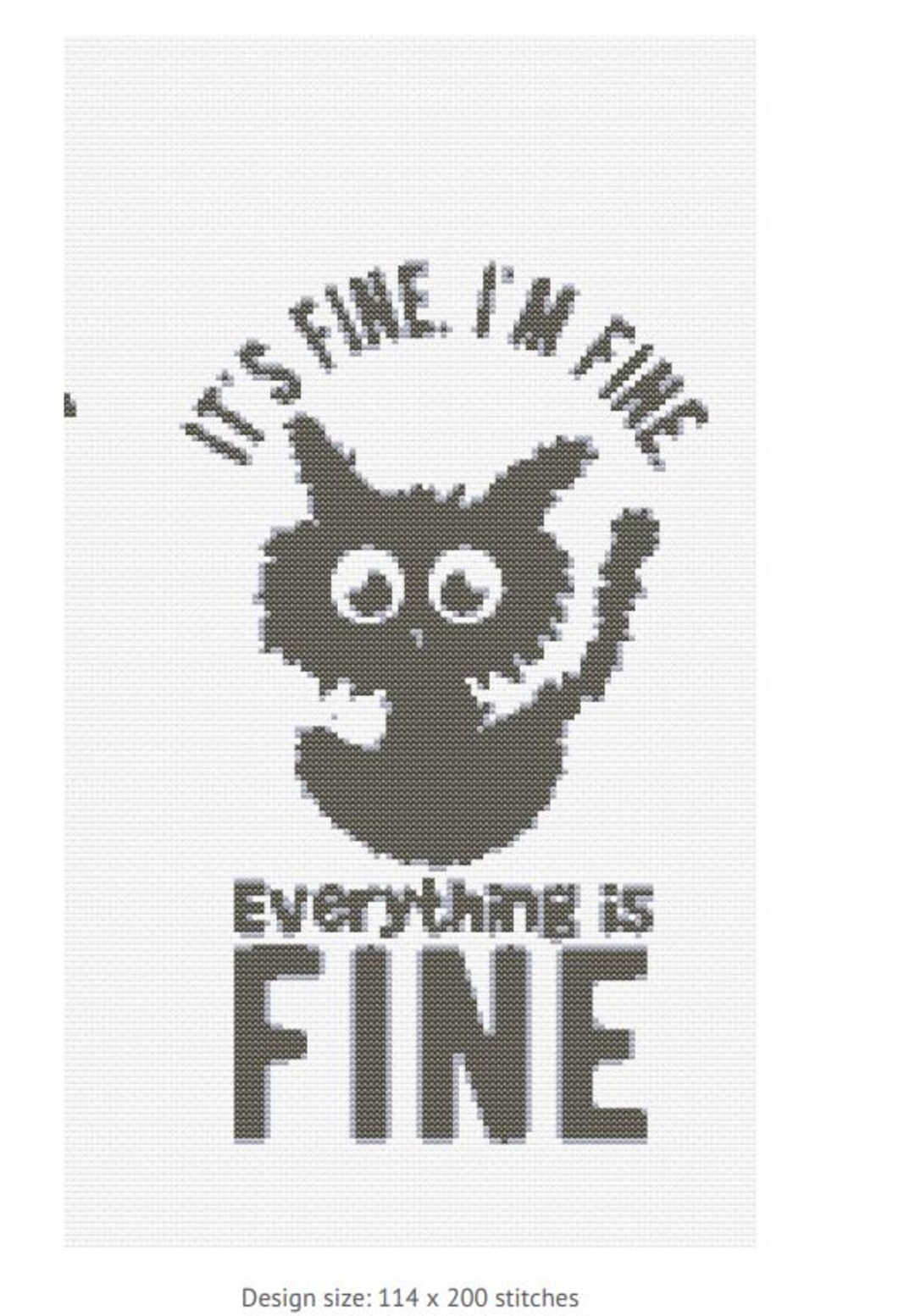 Electrocuted Snarky Cat I'm Fine Funny Halloween Cross Stitch PDF ...