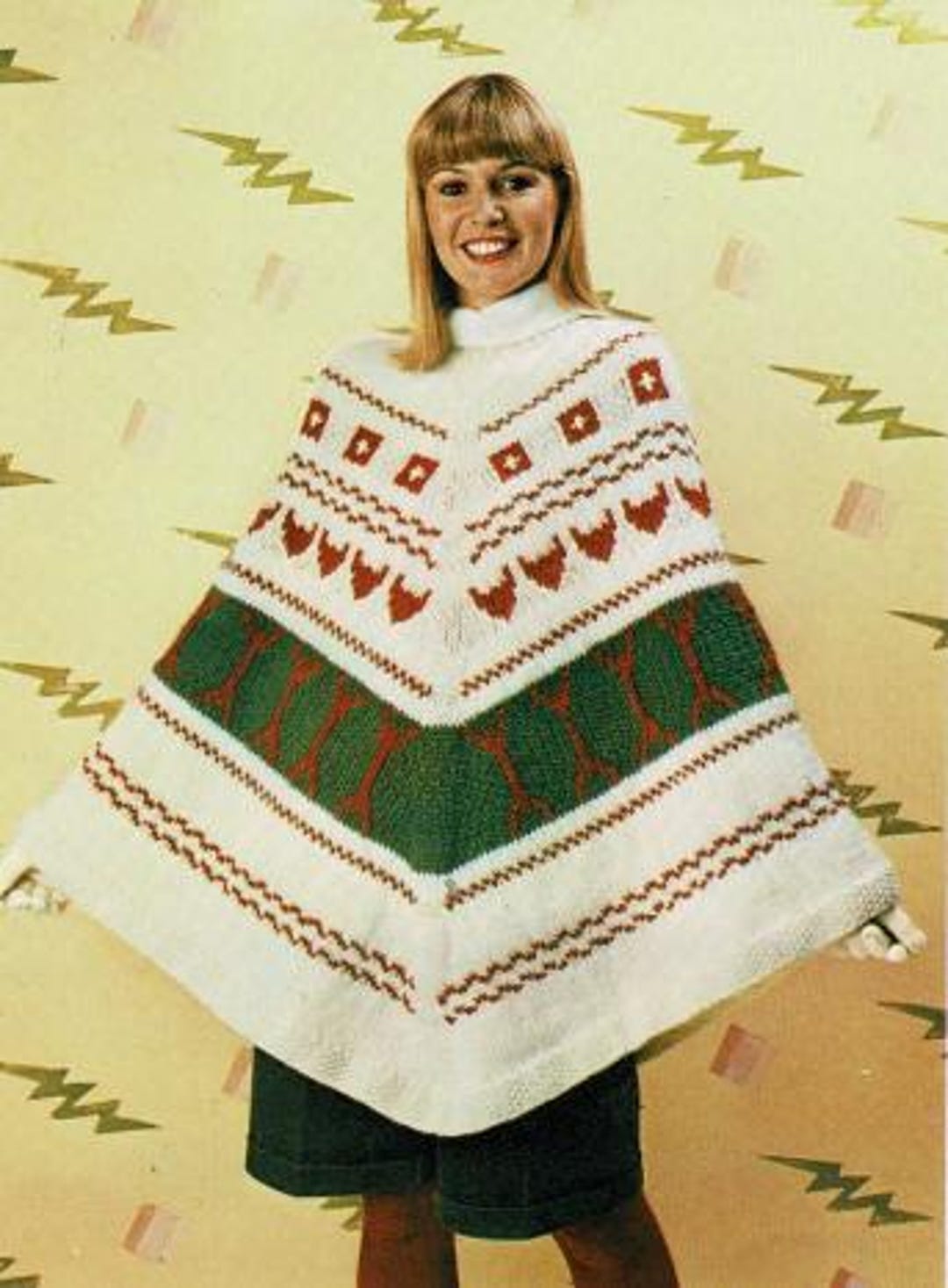 Ladies Poncho Longline Mayan Aztec South American Bulky Knitting ...