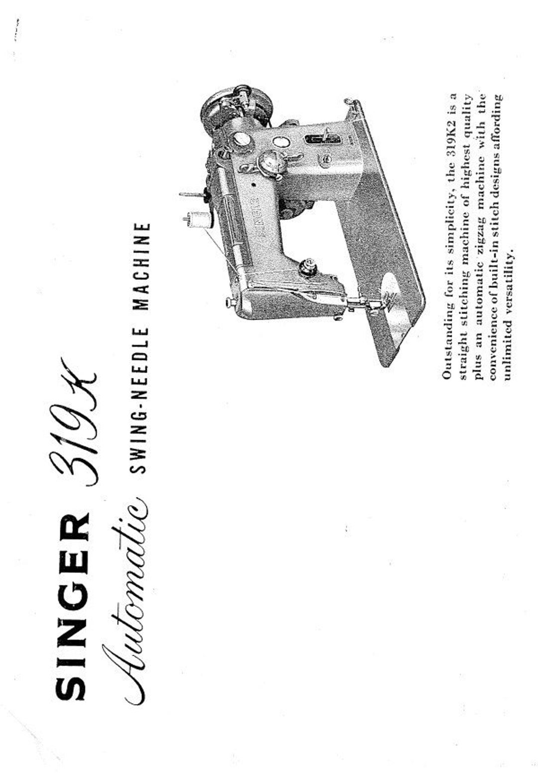Singer 319K Swing Needle Automatic Sewing Machine Service PDF Bundle in ...