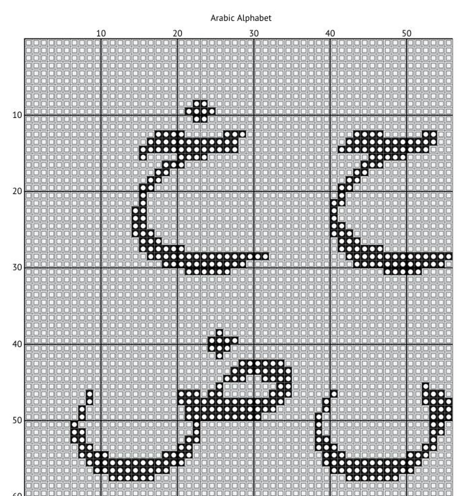 Arabic Alphabet Initials Monogram Counted Cross Stitch Charts Tapestry ...