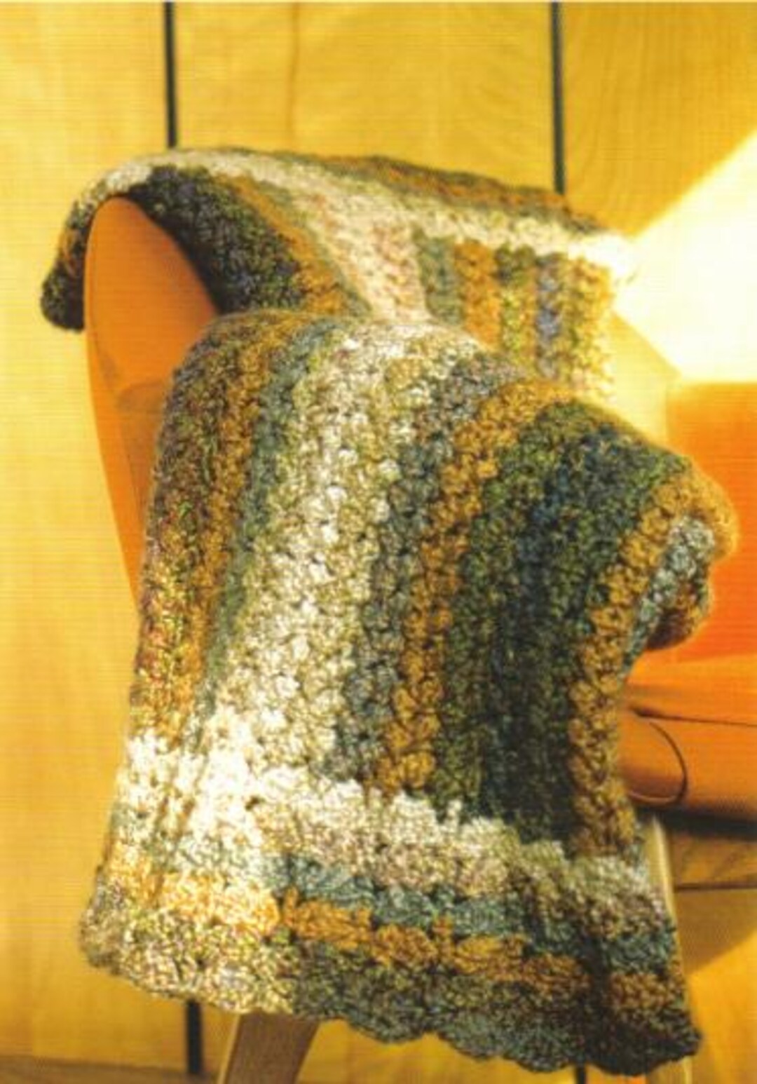 Shaded Afghan Bedspread PDF Pattern Vintage Crochet Scalloped Border ...