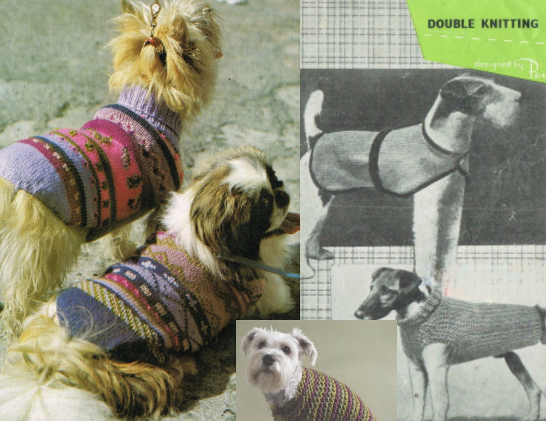 Small Medium Dog Fair Isle Dog Coat PDF Jumpers Sweater Vest Chunky ...