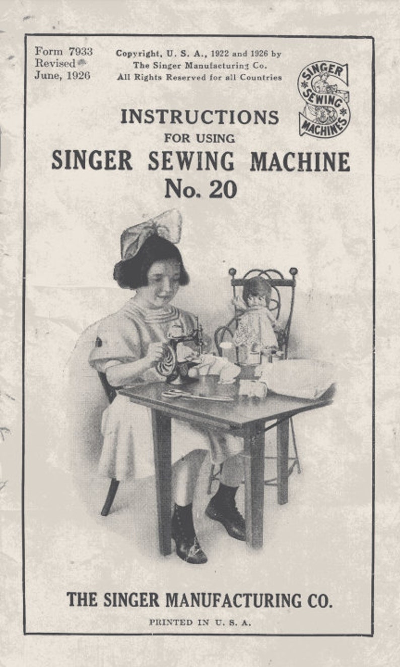 Singer Toy 20 Sewing Machine Instruction Adjusters 1914 1926 4 PDF ...