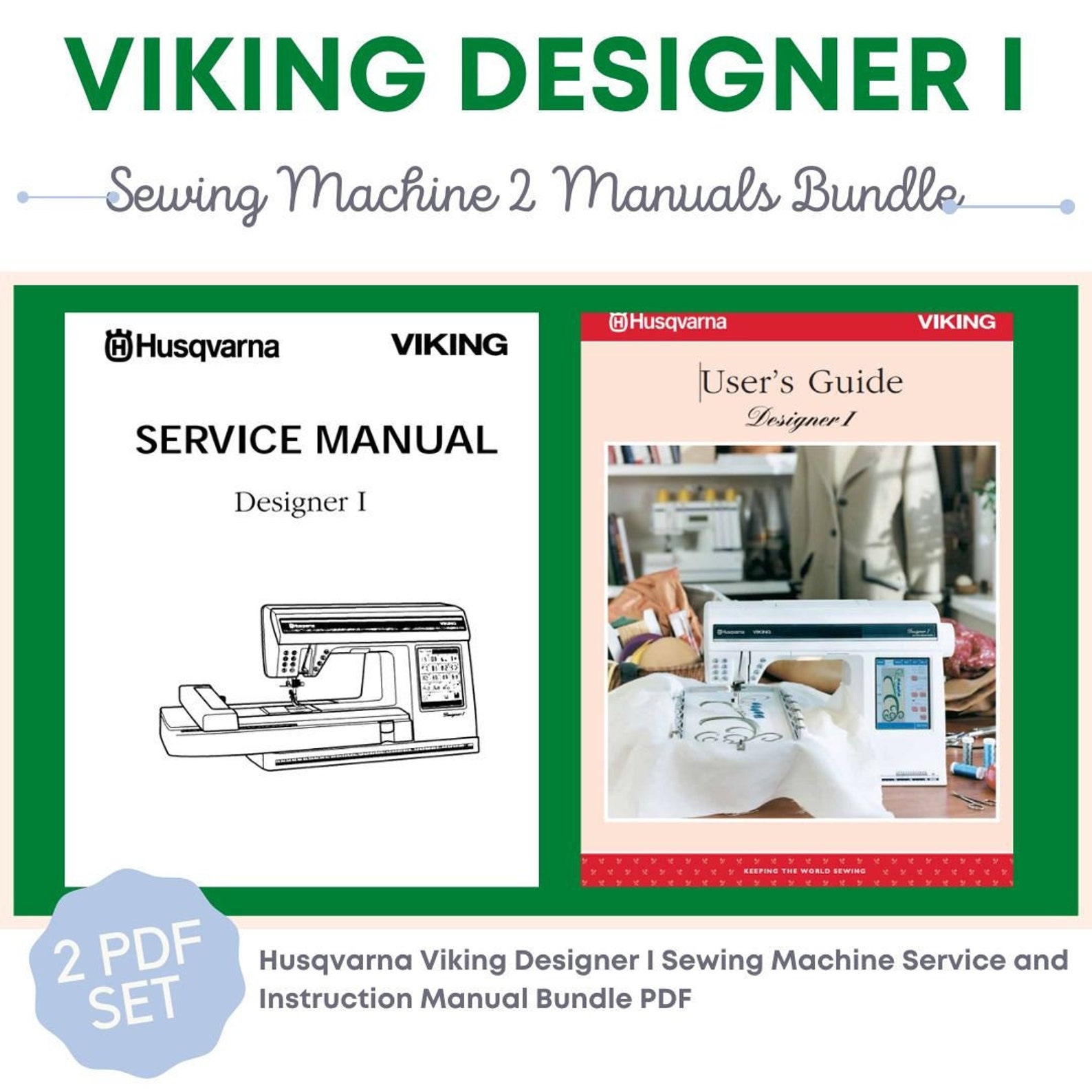 Husqvarna Viking Designer 1 Sewing Machine Service and Instruction User ...