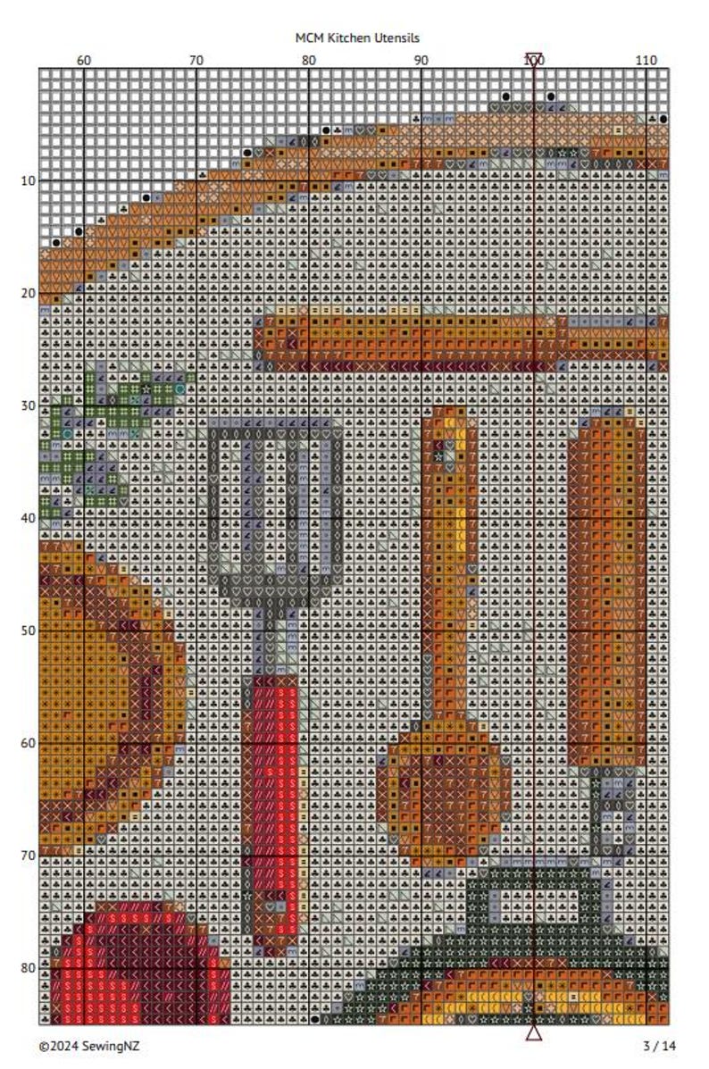 MCM Homeware Kitchen Decor Utensils Cross Stitch PDF Pattern Keeper ...