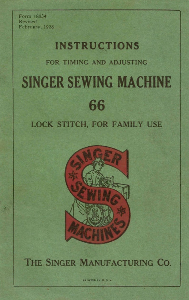 Singer 66 66K 66-16 66-18 Sewing Machine Service Manual Bundle User ...