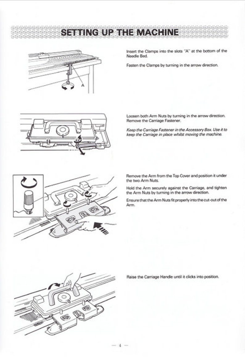 Sk280 Sk210 Silver Reed Knitting Machine Instruction Manual Punch Card ...