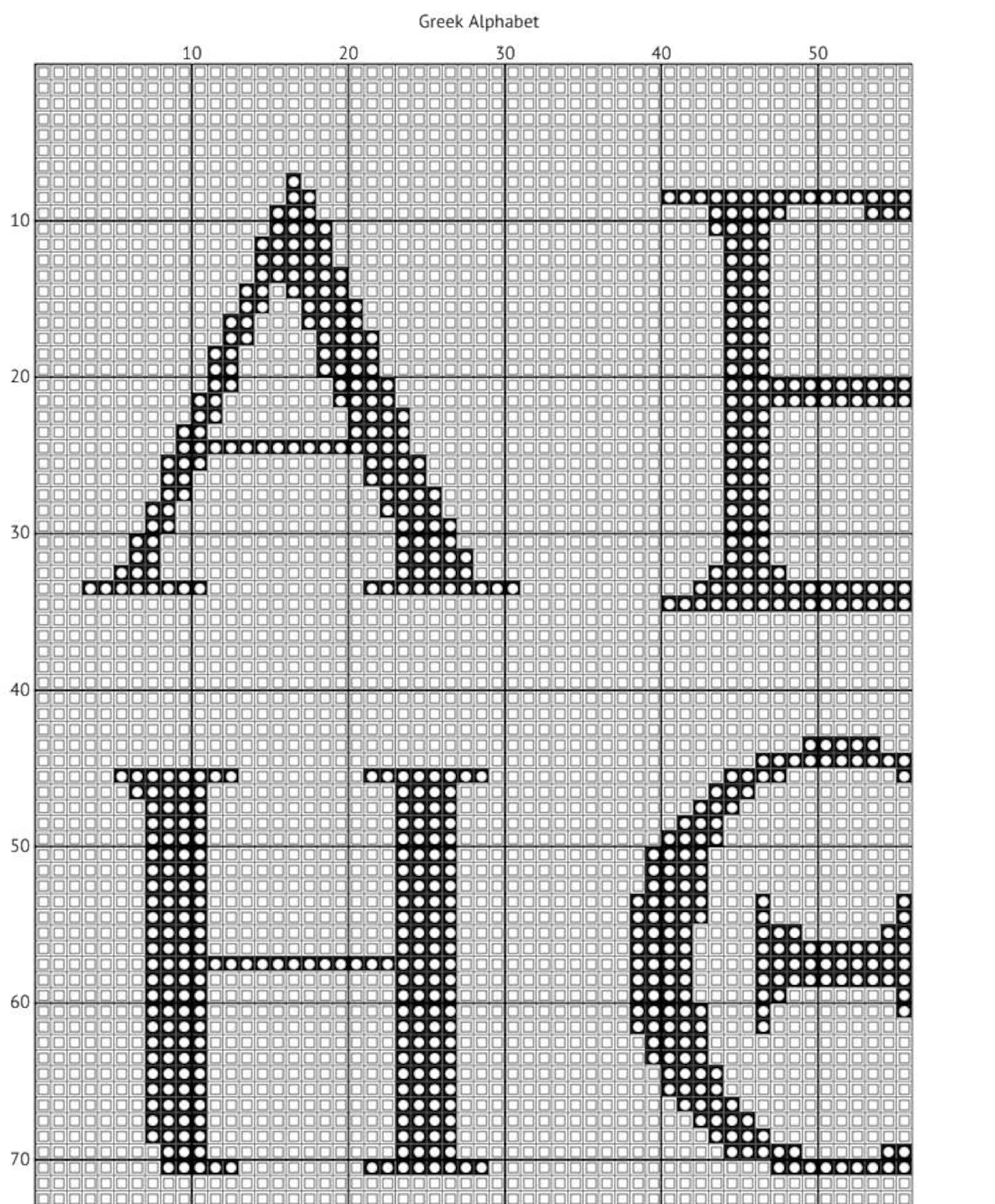 Greek Alphabet Initials Monogram Counted Cross Stitch Charts Tapestry ...