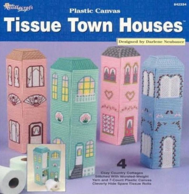 4 Vintage Town House Tissue Box Village Tissue Topper Holders Plastic ...
