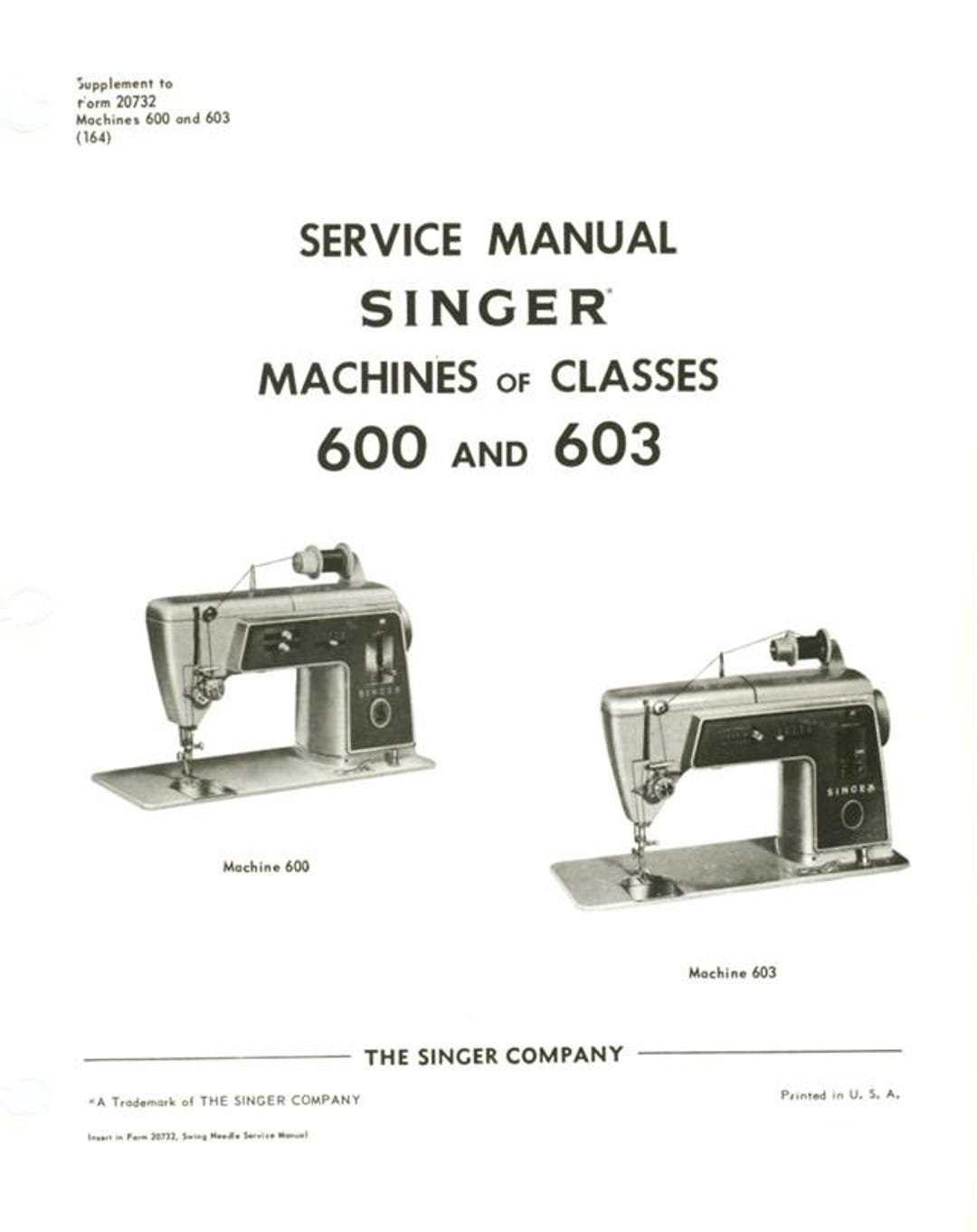 Singer 600 603 620 Sewing Machine Service & Instruction Manuals Parts ...