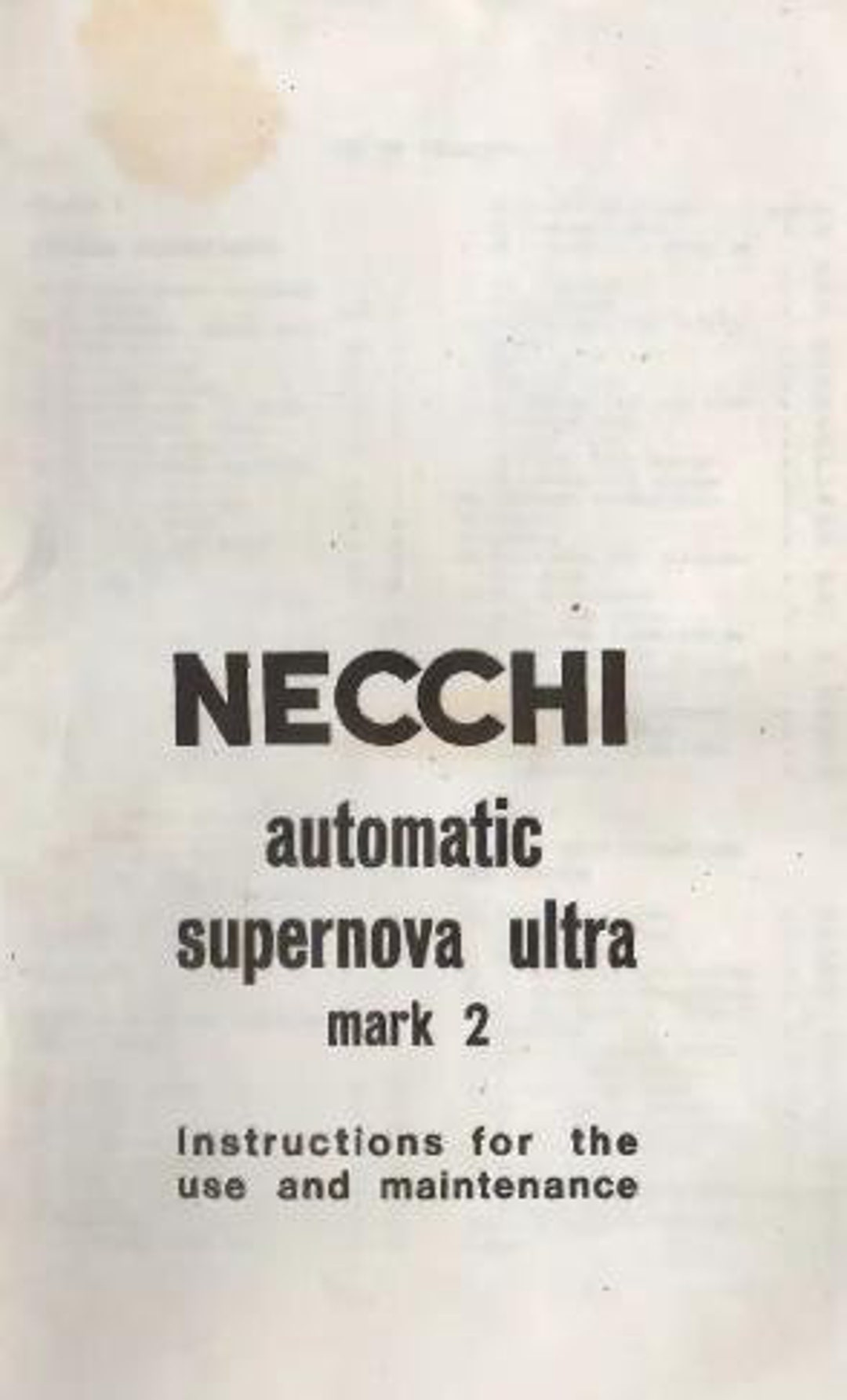 Necchi BF Supernova Ultra Mark 2 Service Manual Sewing Machine ...