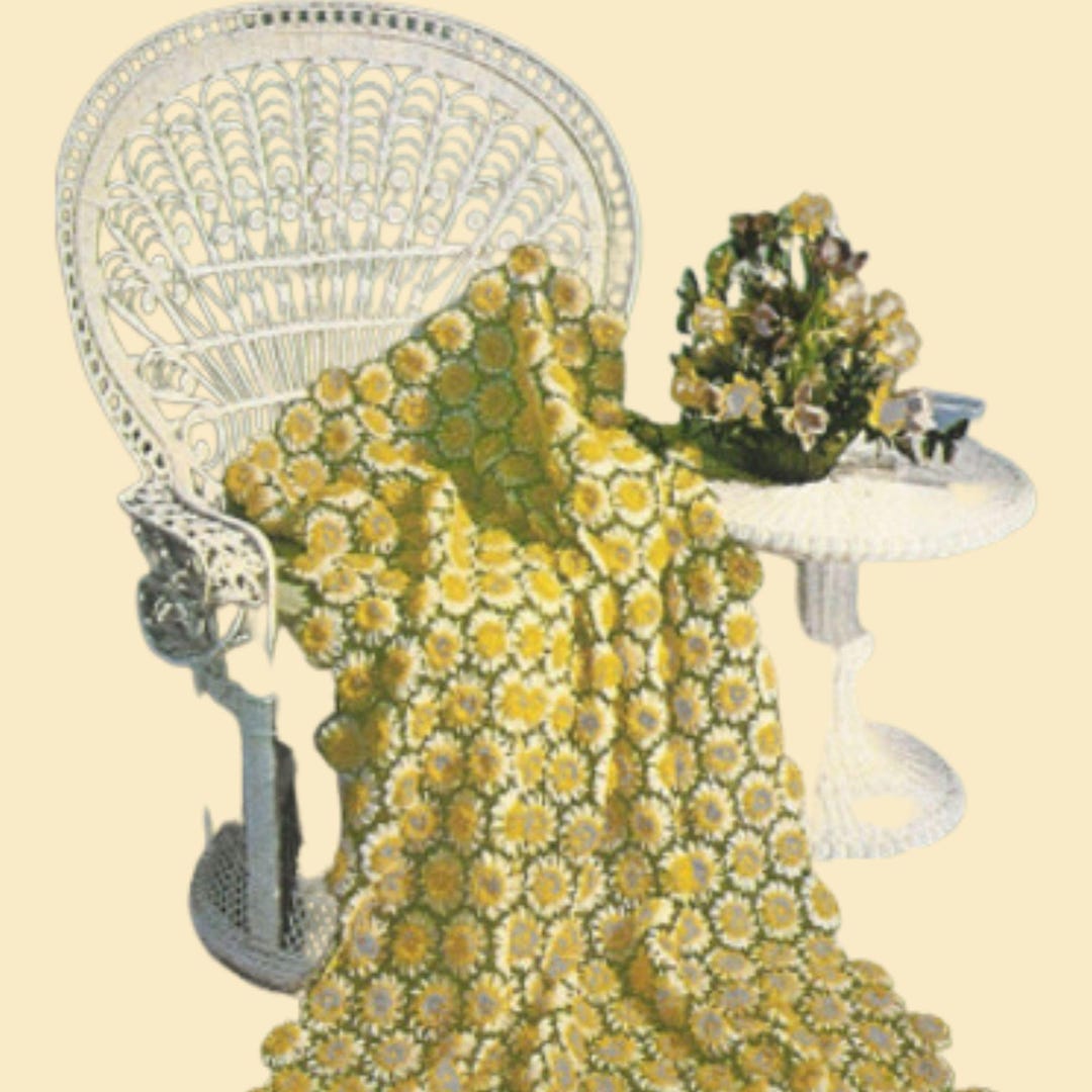 Flower Loom Crochet Pram Cot Over Bedspread Afghan PDF Pattern Vintage ...