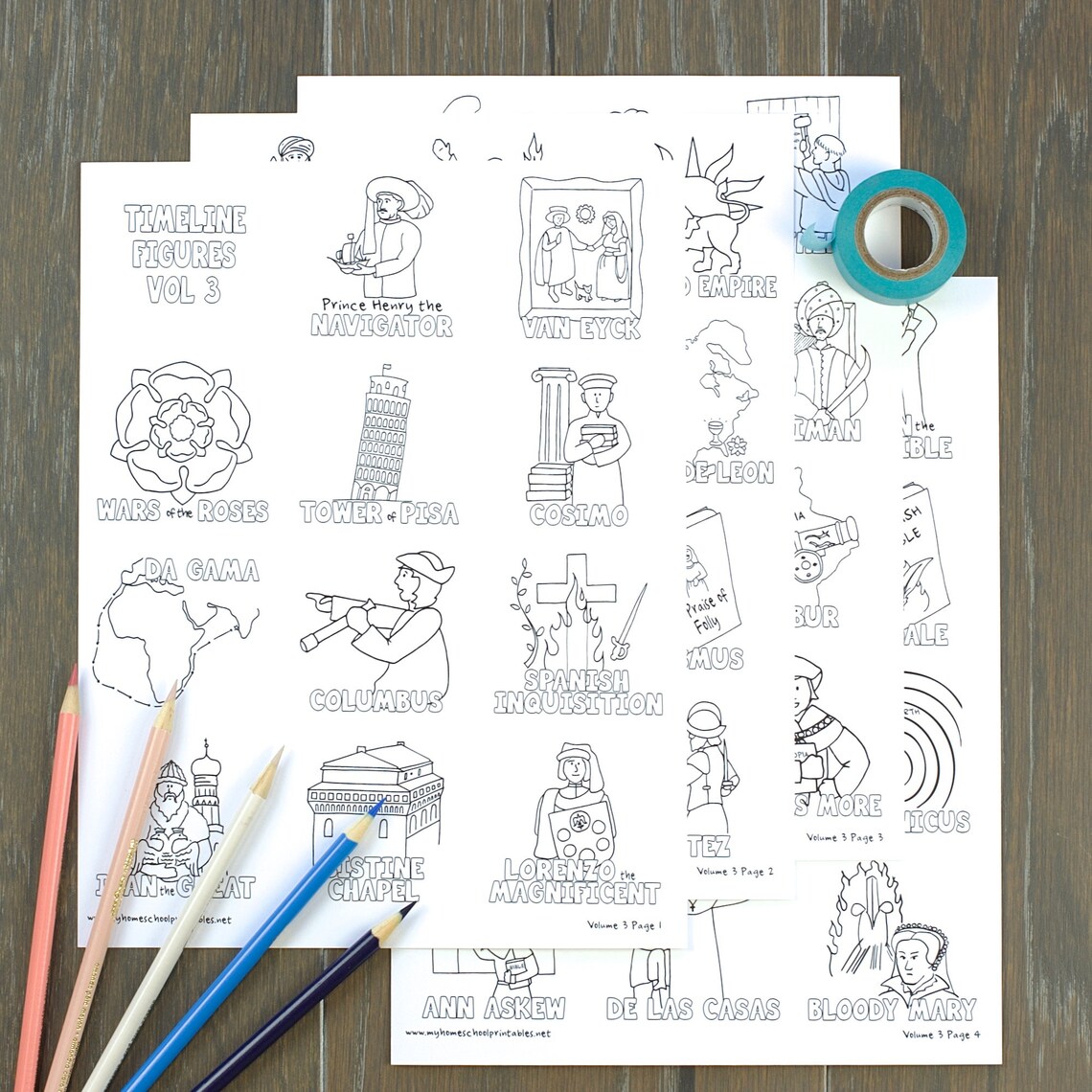 Vol 3 || Printable World History Timeline Figures || New World-age of ...