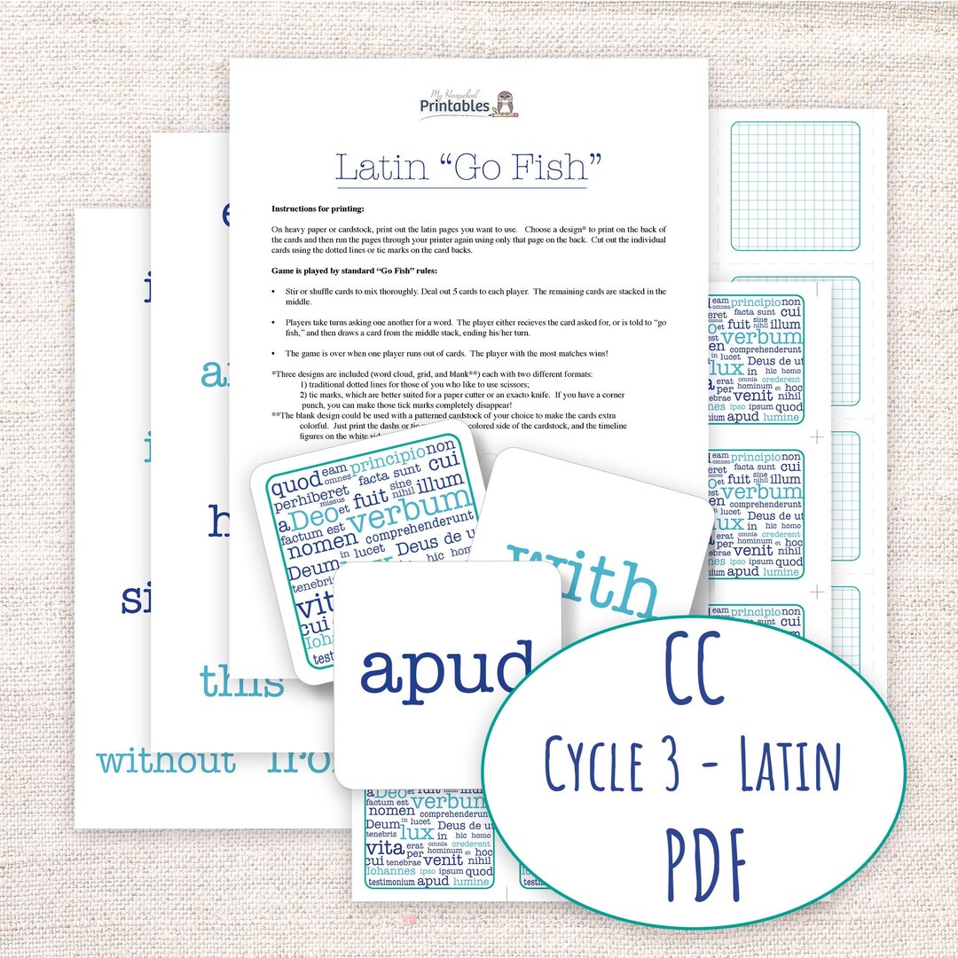 Latin/english “go Fish” Game Pdf for CC Cycle 3 - Etsy