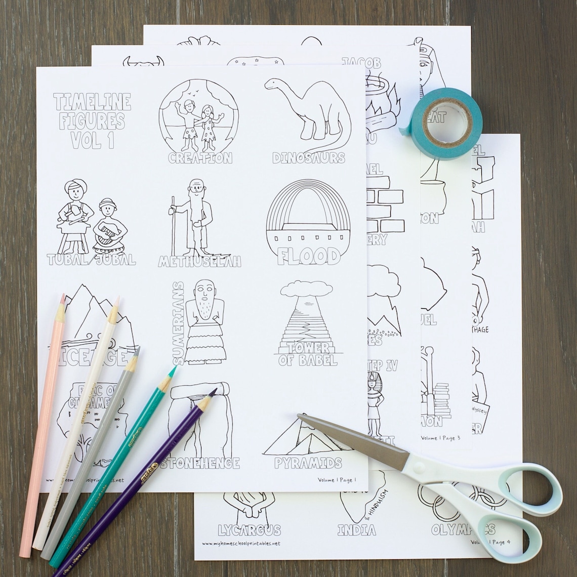 Vol 1 || Printable World History Timeline Figures || Creation - Death ...