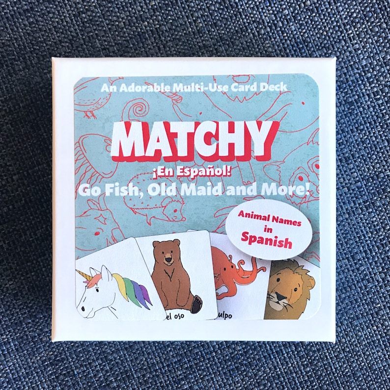 Spanish Card Game A-Z Animals Go-fish Multi-game Card Game Great for ...