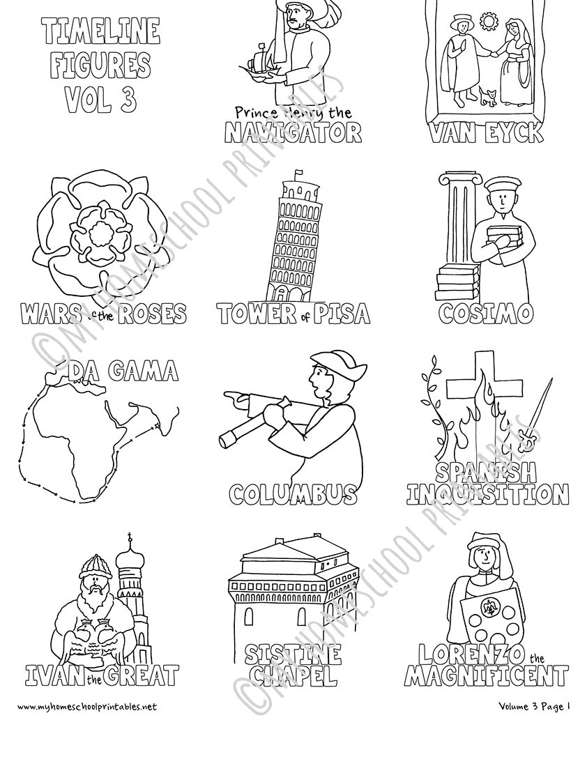 History Timeline Figures **vols 1-4** || Printable World History ...