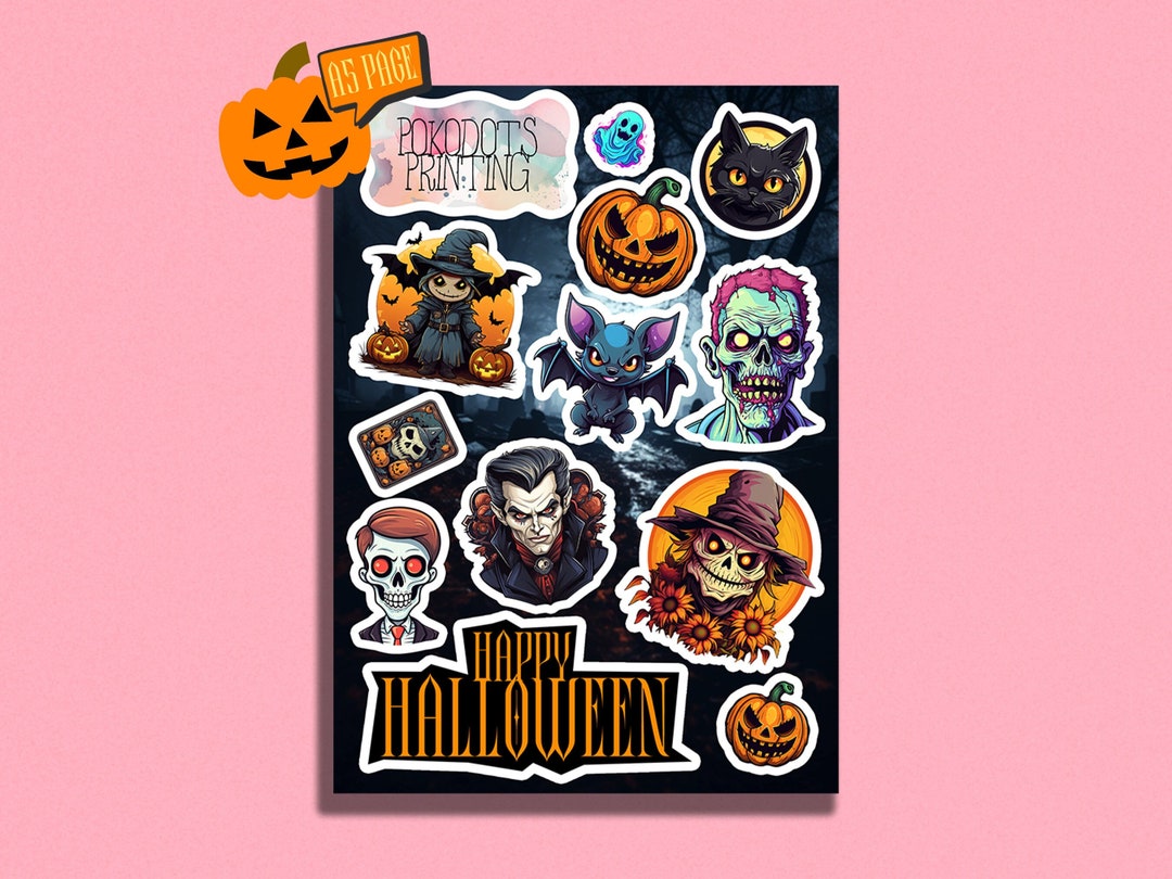 Sale Scary Halloween Sticker Sheet A5 Zombie Ghost - Etsy