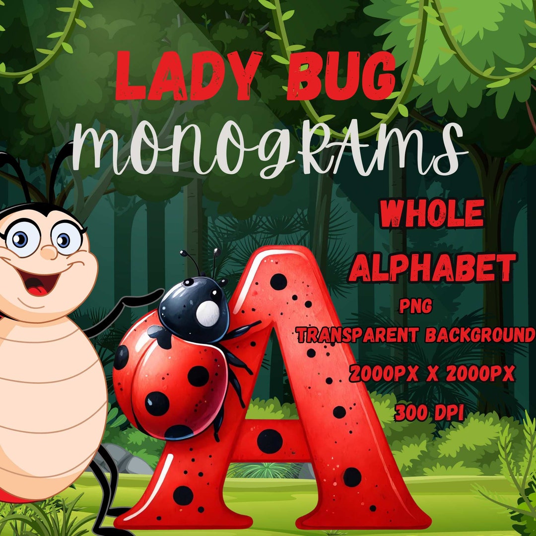 Ladybug Spring Monograms Whole Alphabet Cute Children Monogram Red and ...