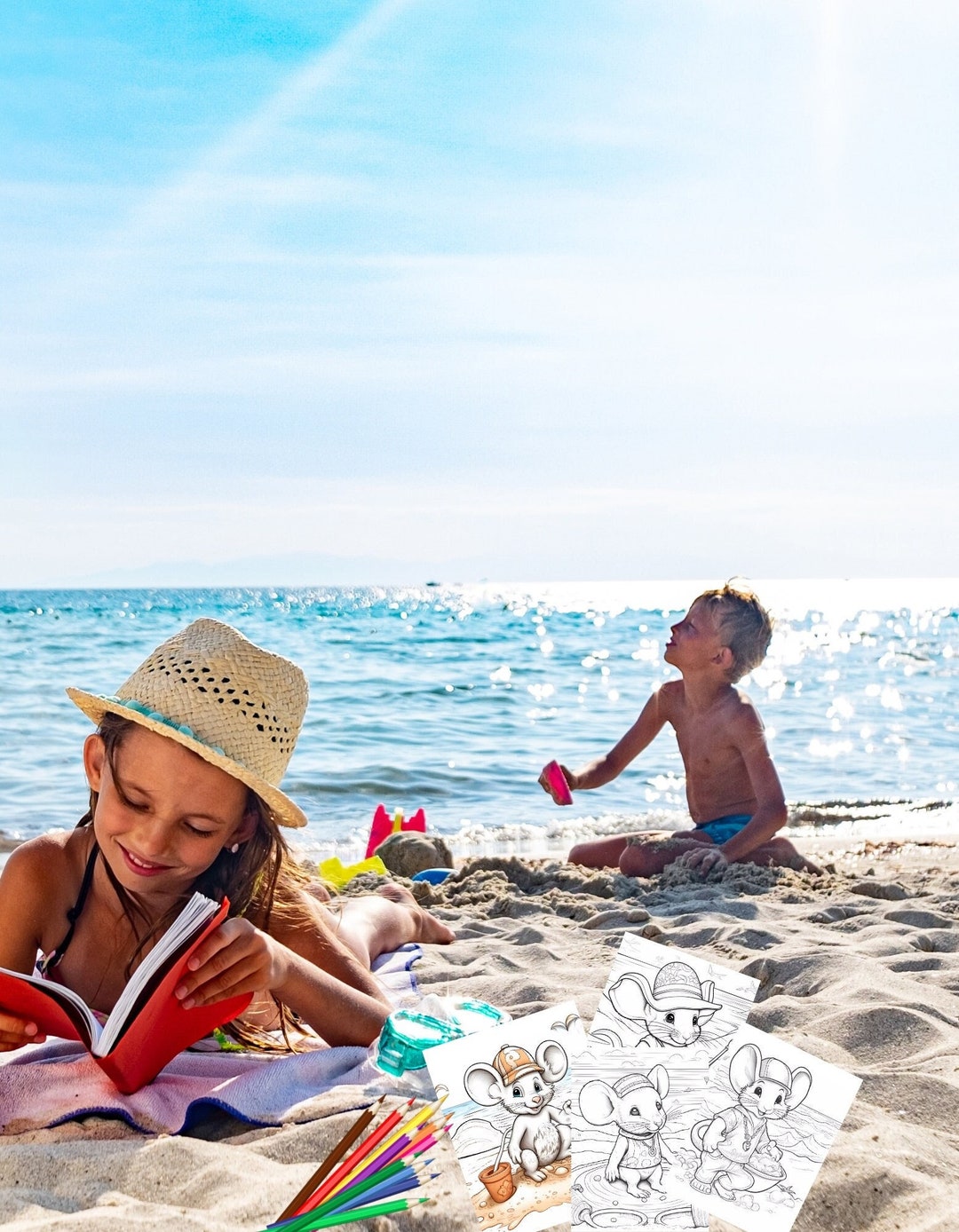 Coloring Pages for Kids , 20 Coloring Pages With Cute Mice at the Beach ...