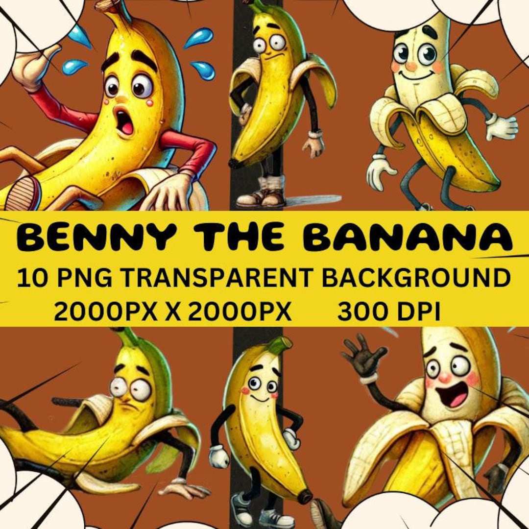 Benny the Banana Comic Watercolor Cartoon Png Kids Craft Funny Fruits ...