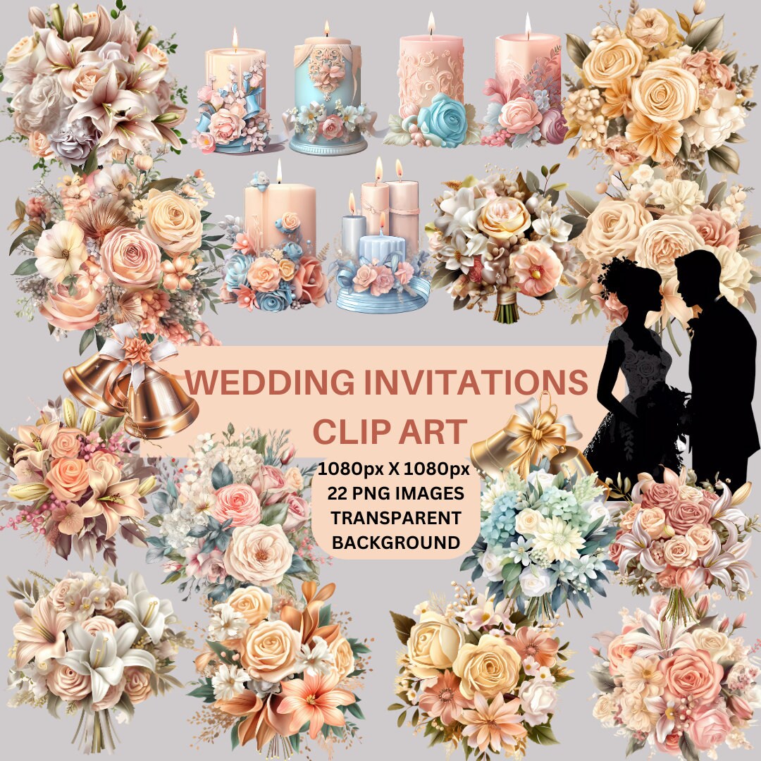 Wedding Invitations Clip Art, Flowers, Blush Pink, Png, Transparent ...