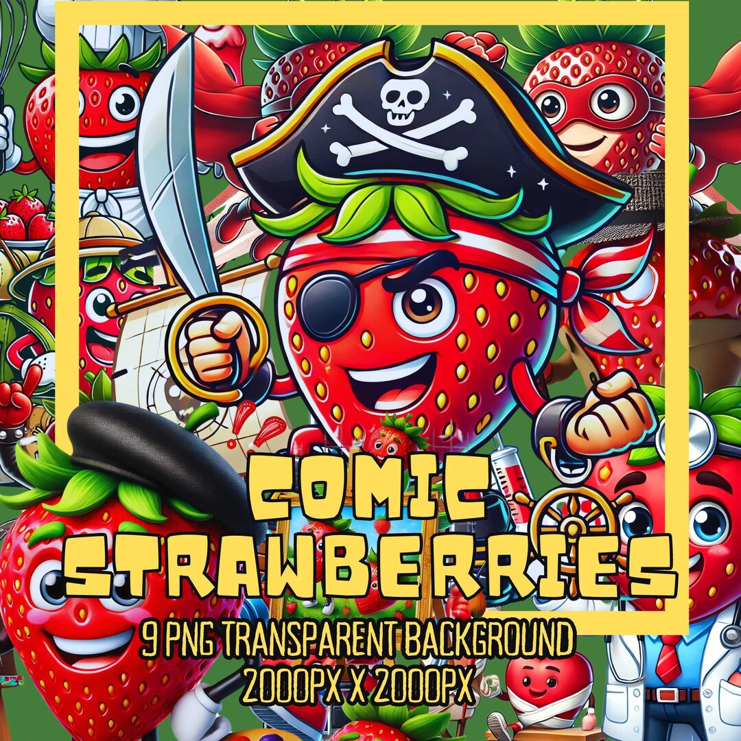 Strawberries Comic Cartoon Characters Kids Craft Funny Humor PNG ...