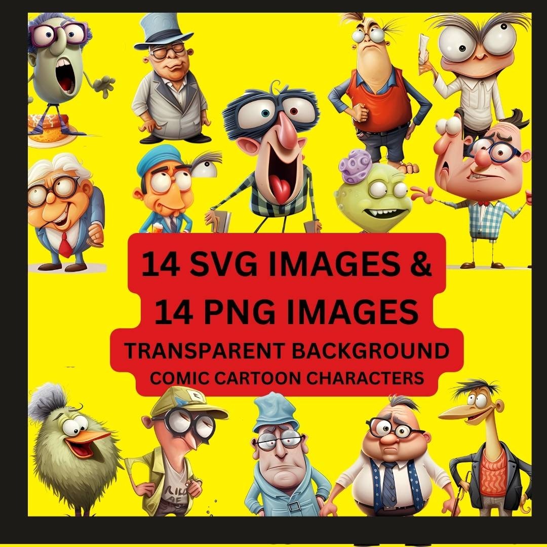 Comic Cartoon Characters Clip Art - SVG & PNG - Etsy