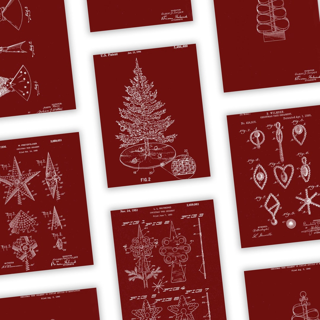 Red Christmas Patent Prints 9 Instant Digital Download - Etsy