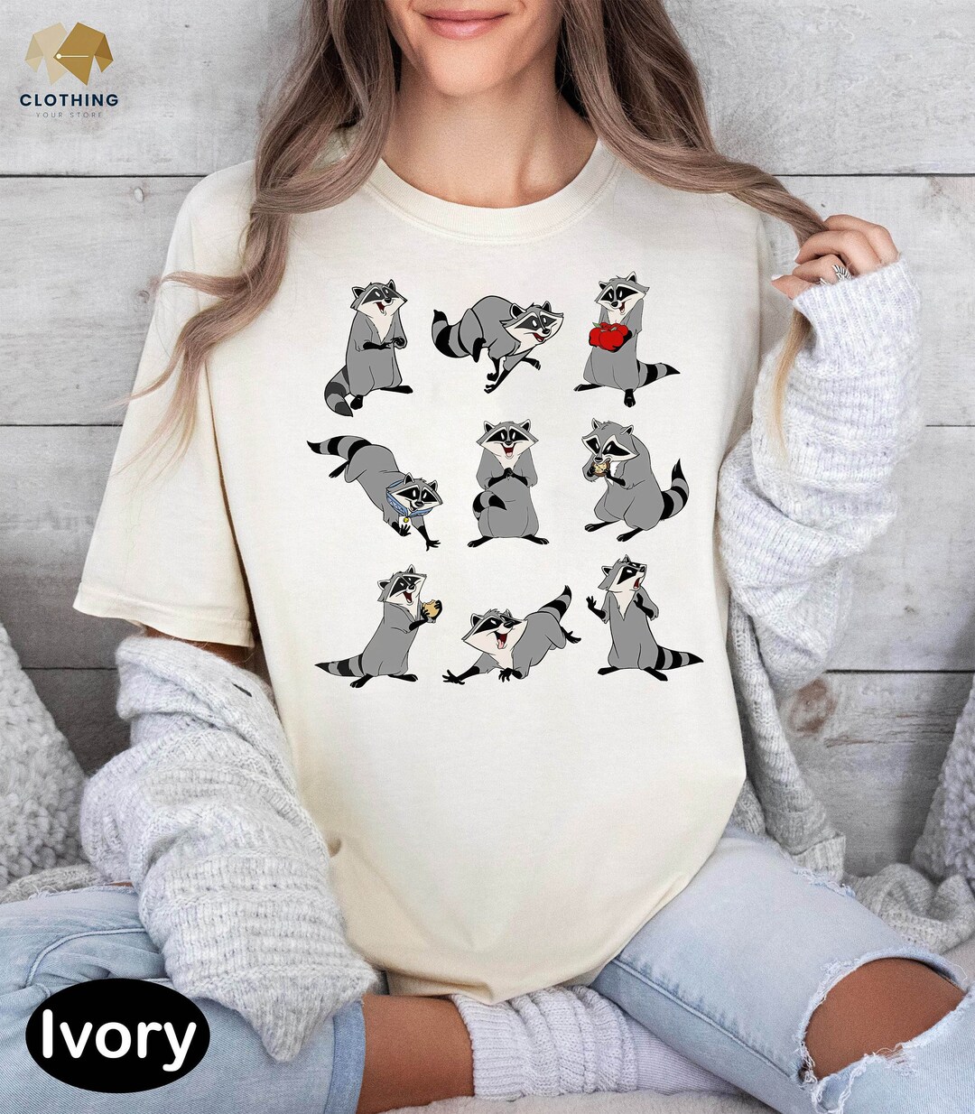 Disney Meeko Pose Racoon Graphic T-shirt, Disney Pocahontas T-shirt ...