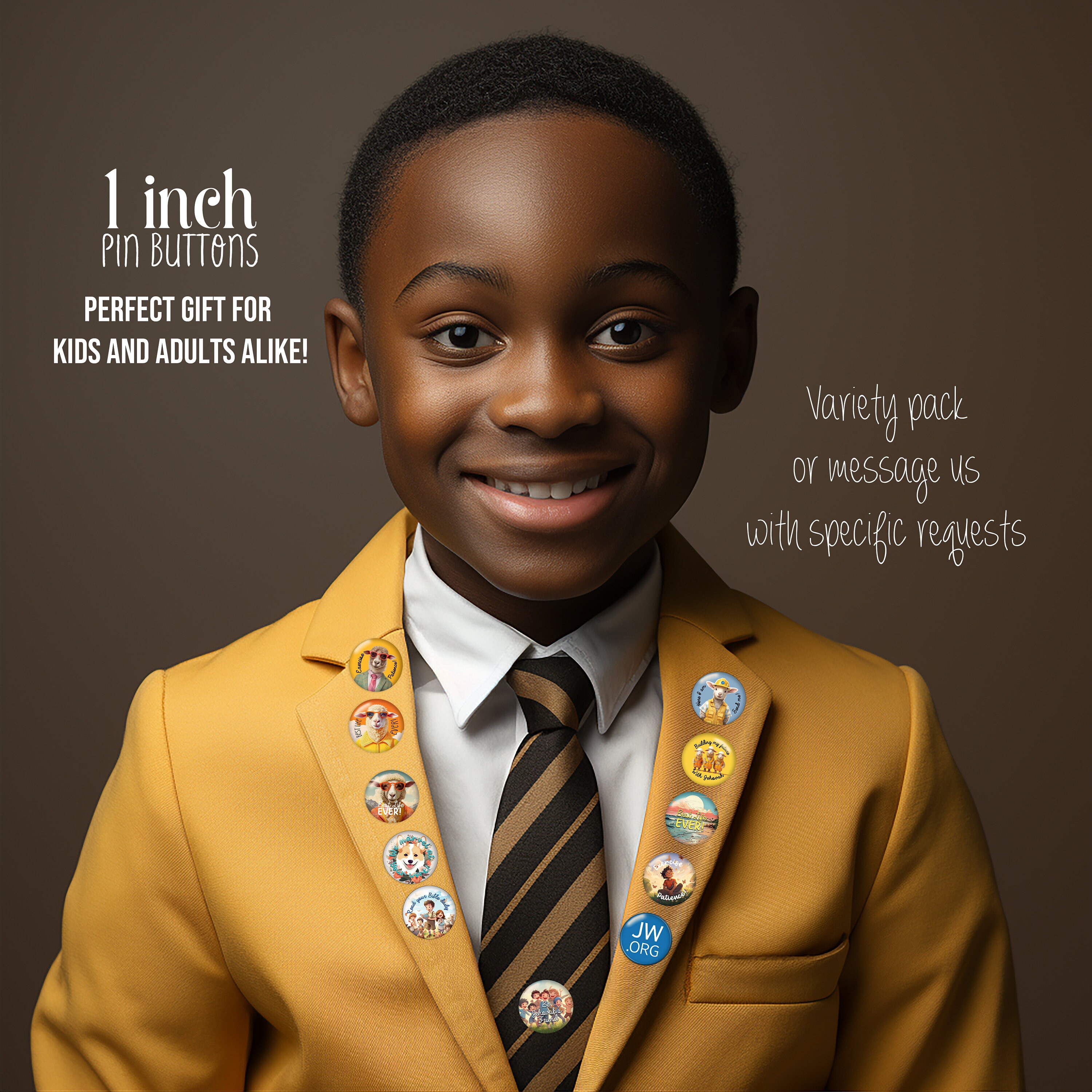 ASSORTED 8 Pack-jw Button 1 Inch Pins, Perfect for Kids and Adults ...