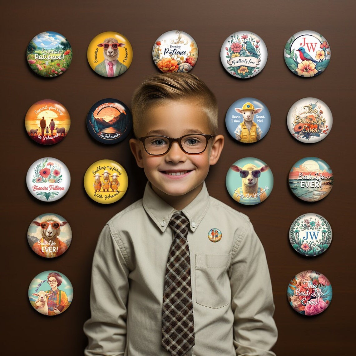 ASSORTED 8 Pack-jw Button 1 Inch Pins, Perfect for Kids and Adults ...