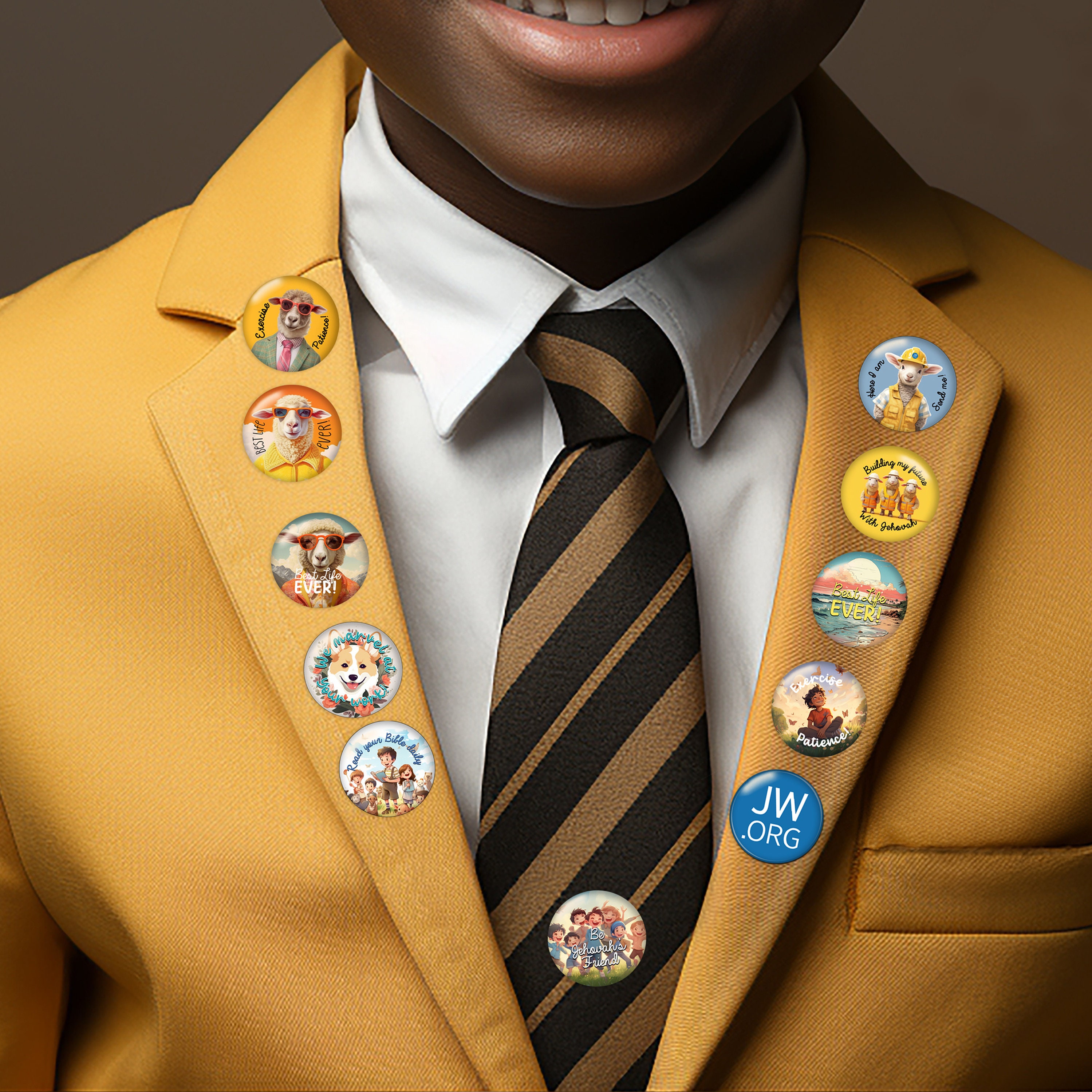 ASSORTED 8 Pack-jw Button 1 Inch Pins, Perfect for Kids and Adults ...