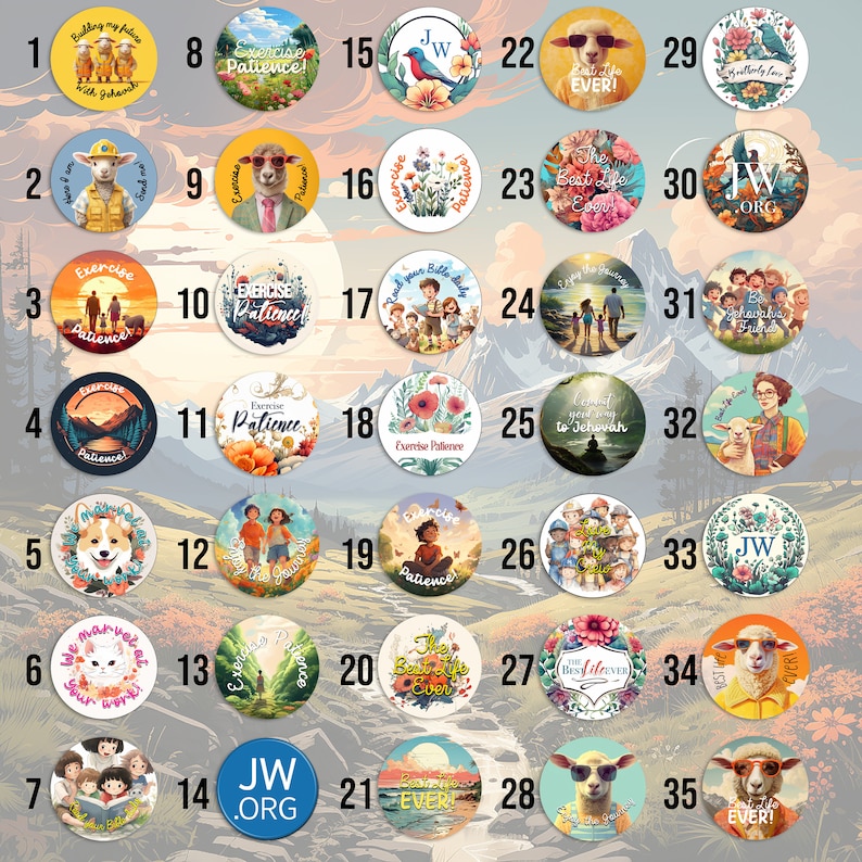 ASSORTED 8 Pack-jw Button 1 Inch Pins, Perfect for Kids and Adults ...