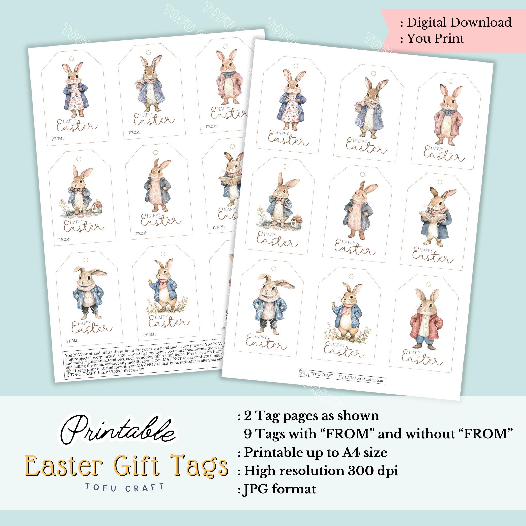Watercolor Easter Gift Tags: Printable Bunny Treat Tags (digital ...