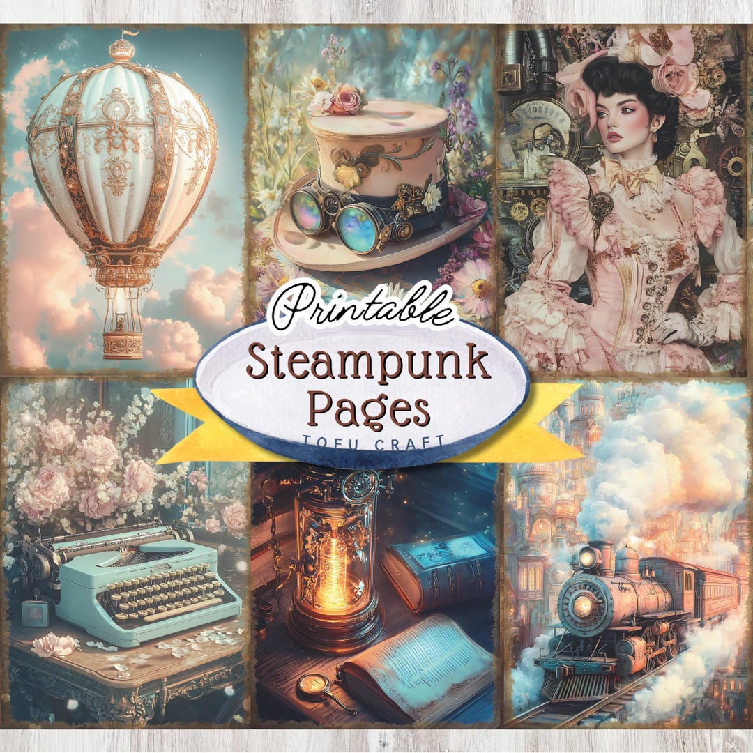 Whimsical Steampunk Journal Pages, Printable Romantic Ephemera (digital ...