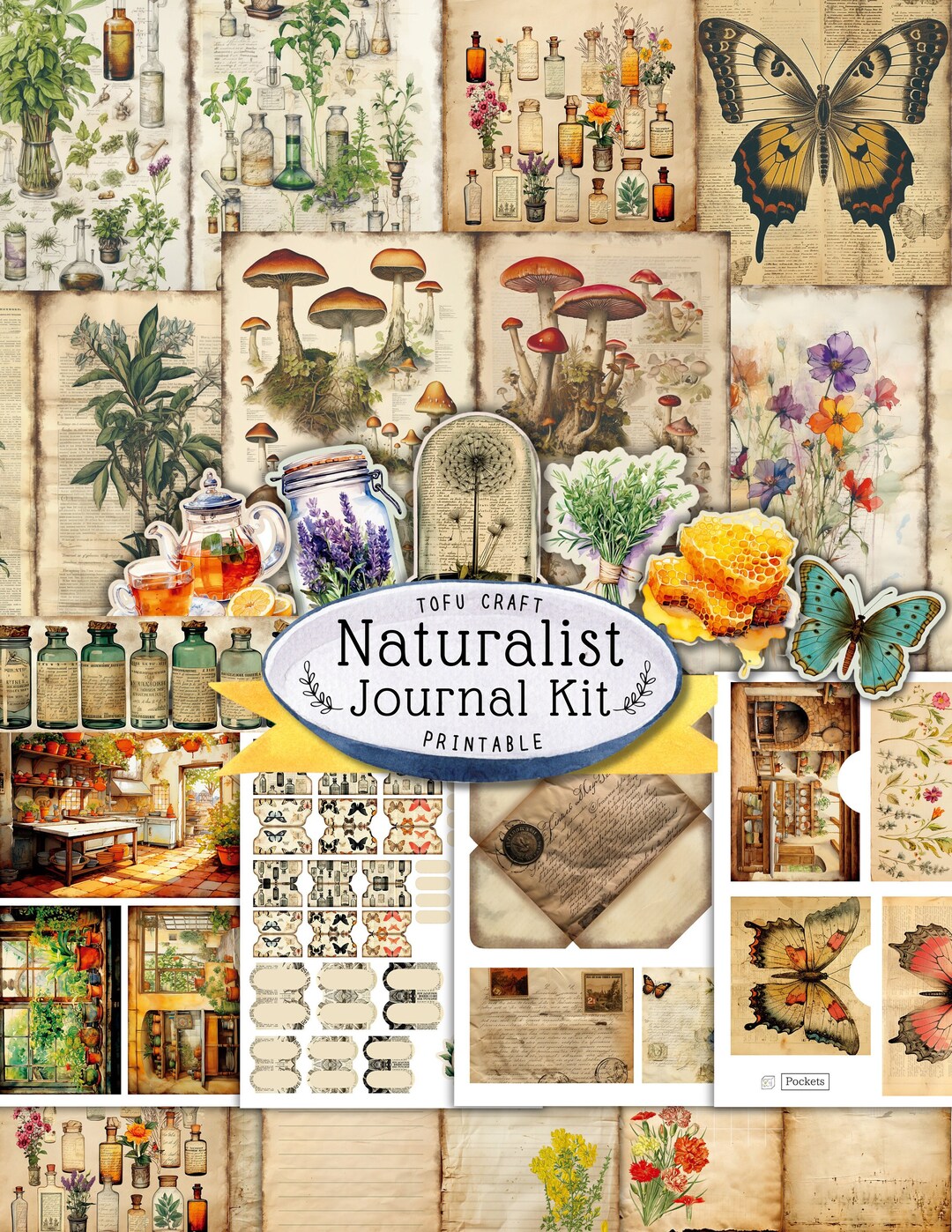 Naturalist Junk Journal Kit Printable, Botanical Journal Making Kit ...