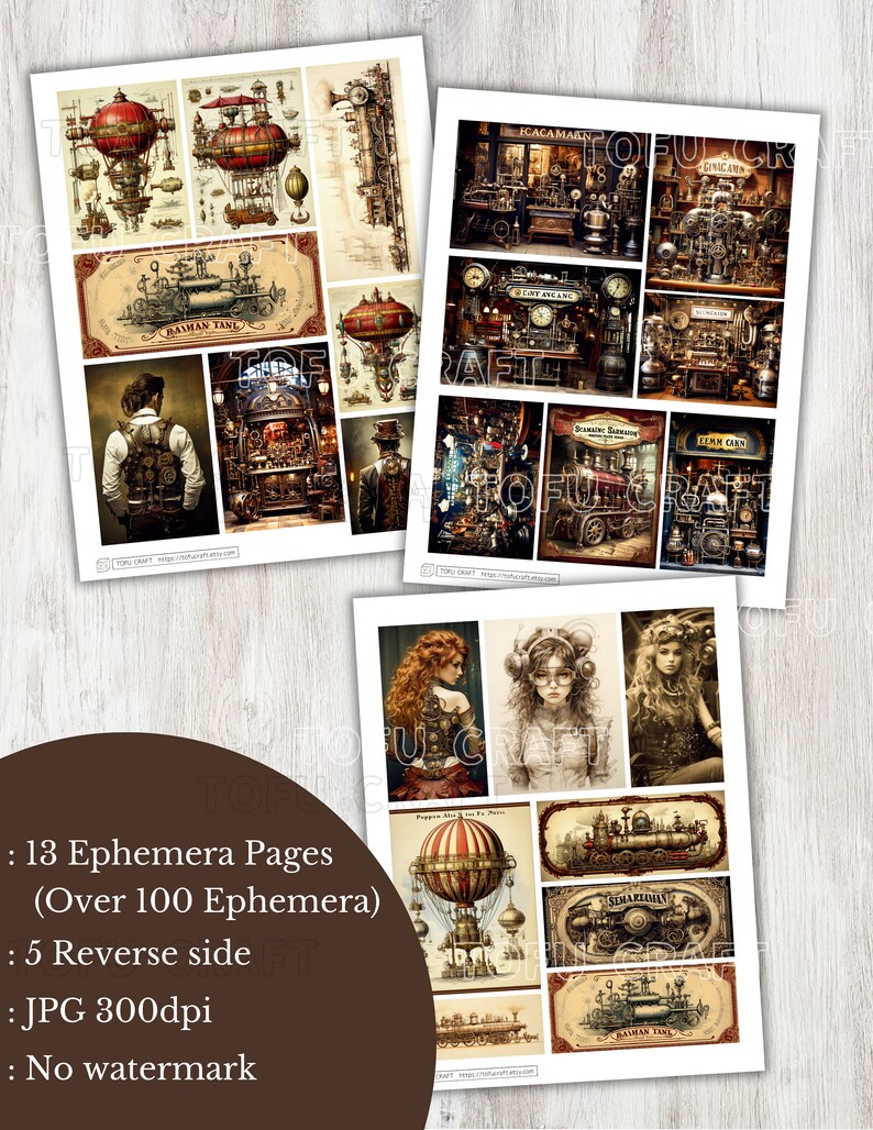 Steampunk Ephemera Printable Vintage Steampunk Embellishments for Junk ...