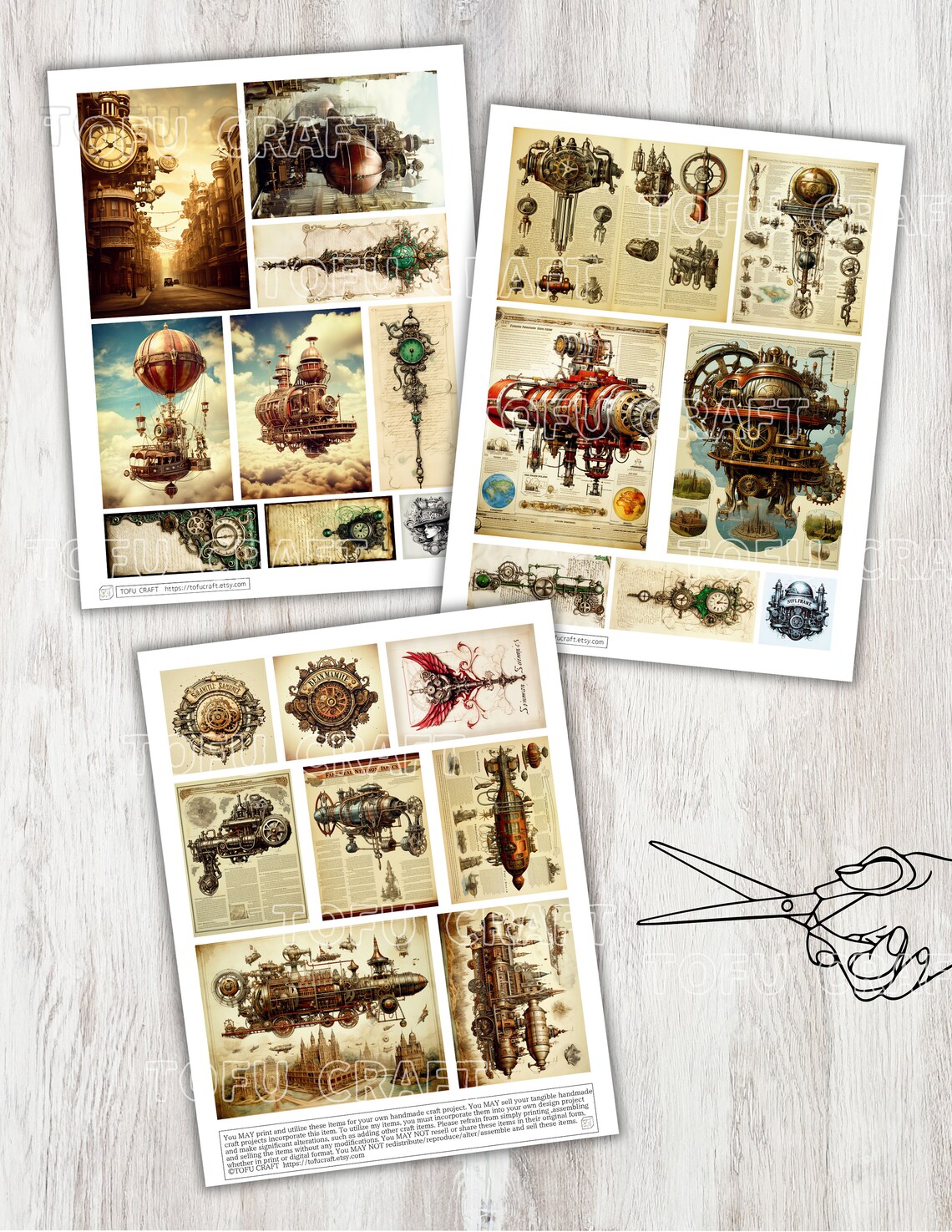 Steampunk Ephemera Printable Vintage Steampunk Embellishments for Junk ...